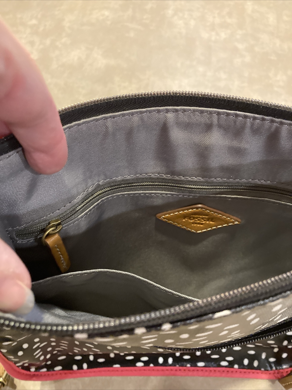 Fossil "Bean Seeds" Coated Canvas Crossbody/Messenger Bag, Black ...