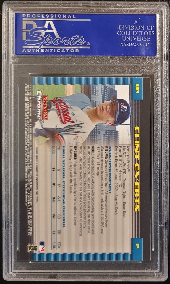 2002 Clint Everts Bowman Chrome Draft RC PSA 10 | eBay