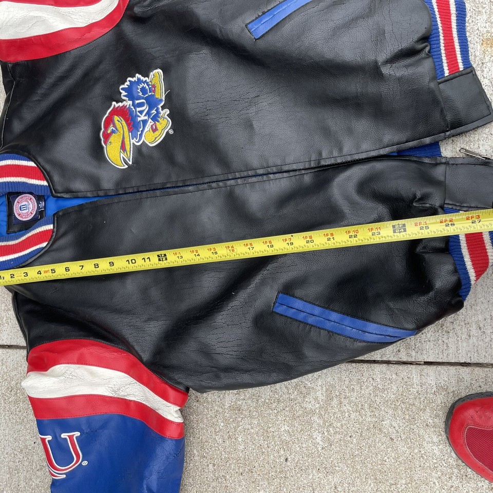 KU Kansas Jayhawks Faux Leather Jacket Coat Size Medium NL | eBay