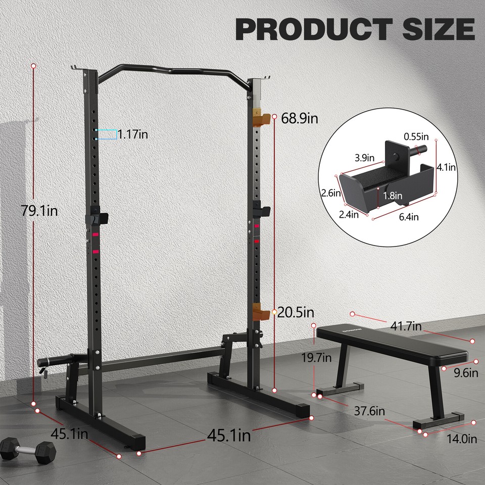 Weight Bench With Squat Rack Barbell Power Rack with Pull Up Bar Bench ...
