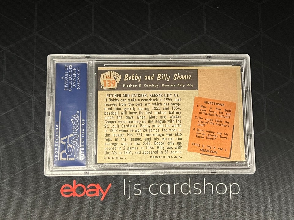 1955 Bowman Bob & Bill Shantz #139 PSA 6 Kansas City Athletics J1 | eBay