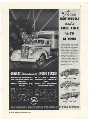 1937/38 GMC Trucks Ad: New Improvements, Models for 1938 | eBay