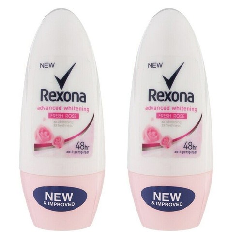2 x Rexona Advanced Bright Fresh Rose Roll On 48Hr Anti-Perspirant ...