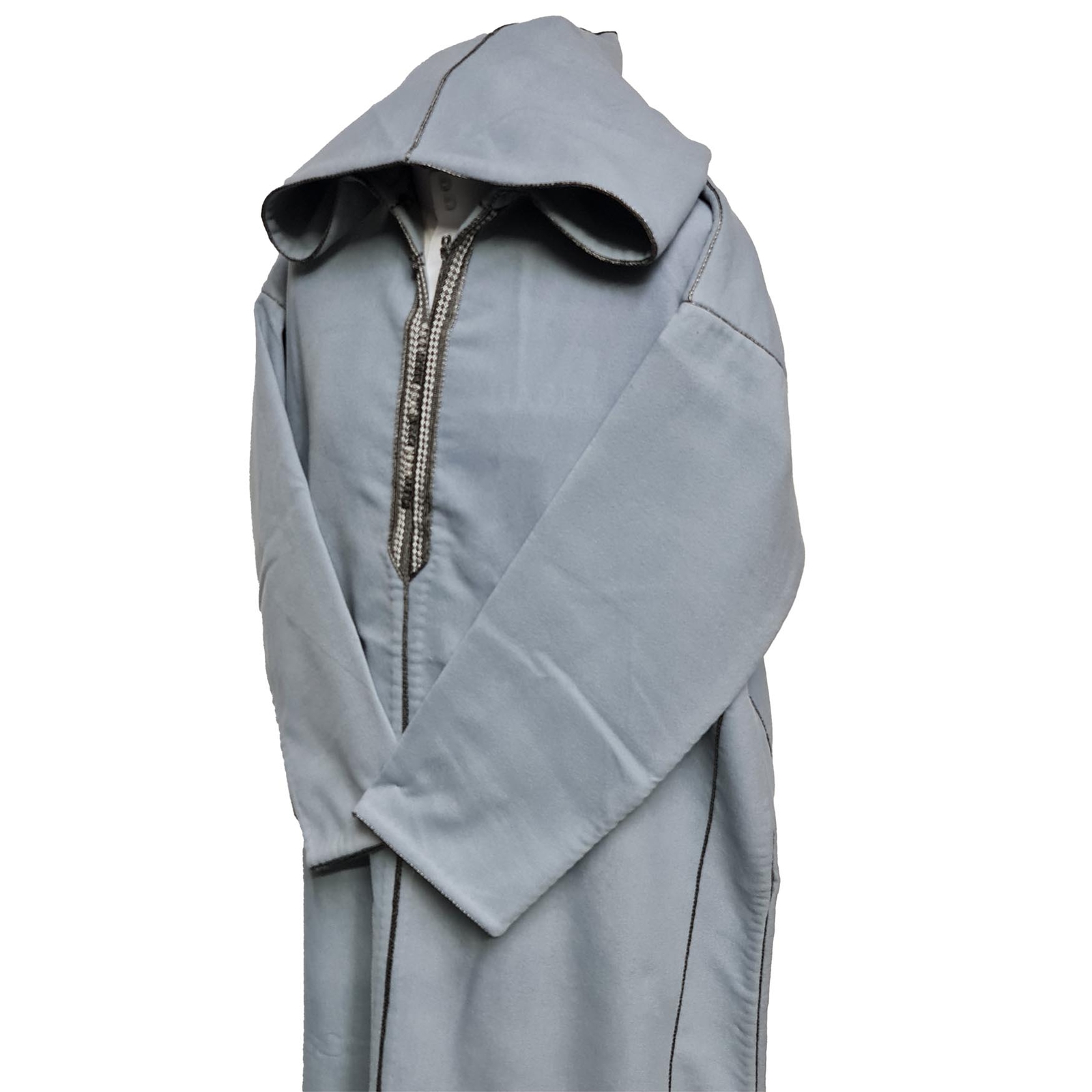 Moroccan Winter Cashmere Wool Blend Light Grey Hooded Jubba Thobe ...
