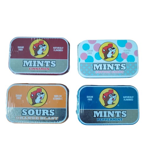 Lot Of 4 Buc-ee's Tin Mints Peppermint Cinnamon Cotton Candy Orange ...
