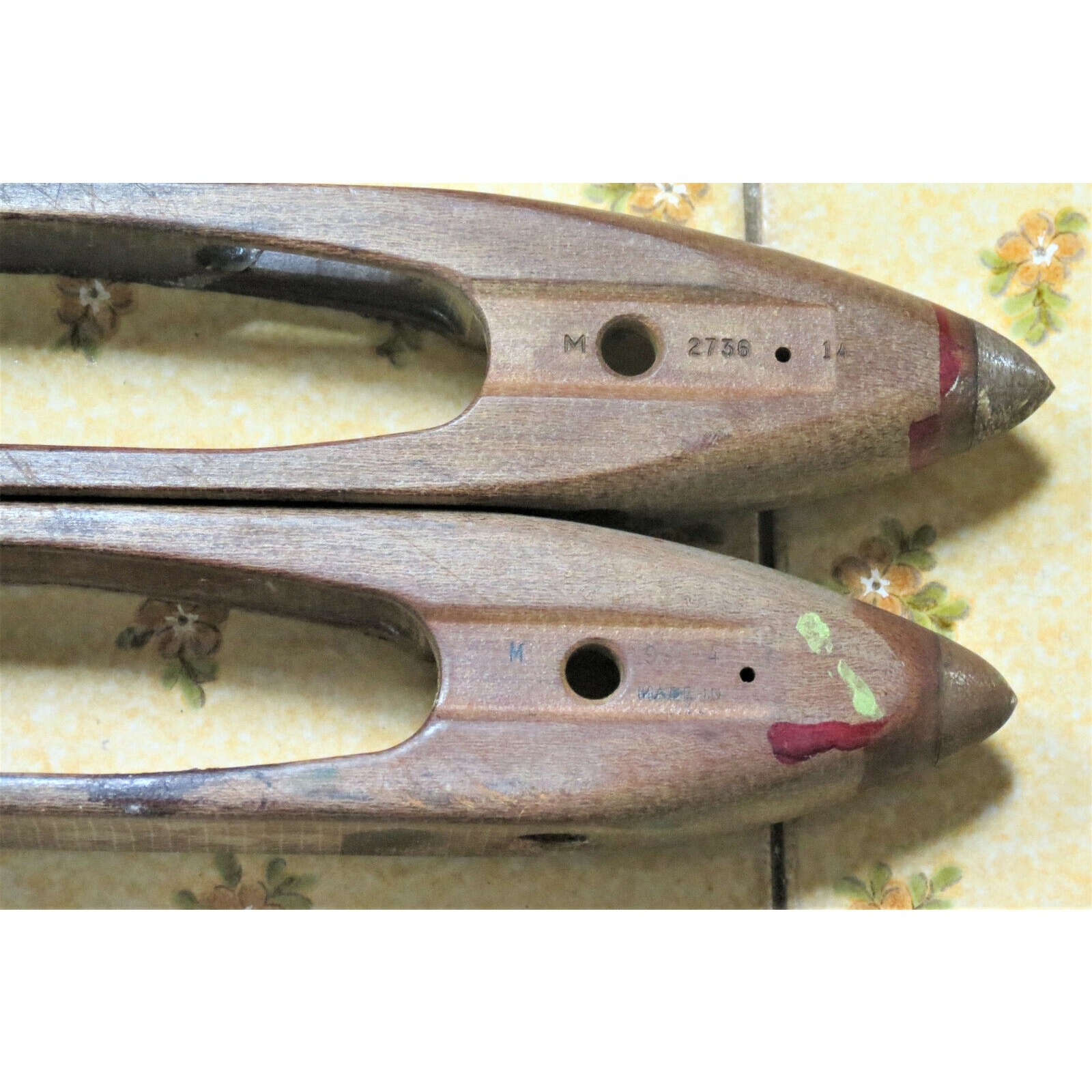2 Antique Wooden Weaving Loom Shuttles