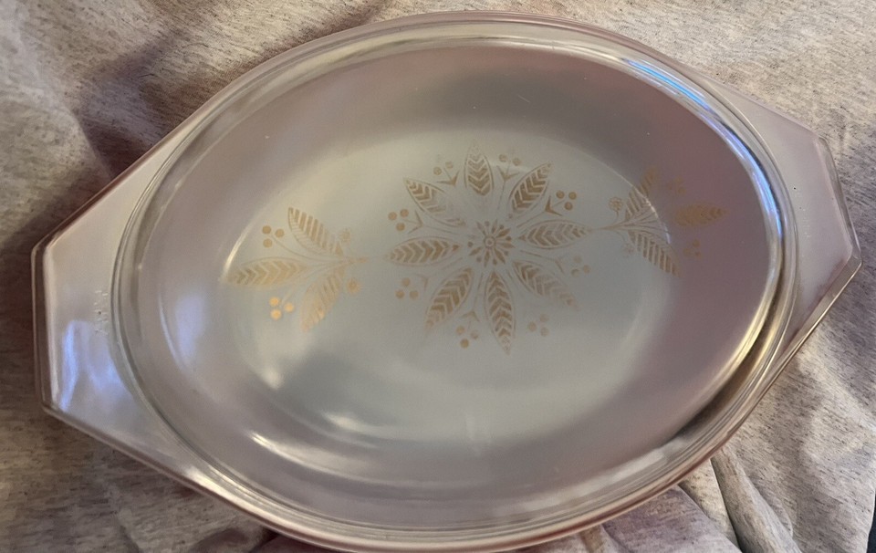 Rare Pyrex Golden Poinsettias With LID 2.5 Qt Oval Casserole 045 ...