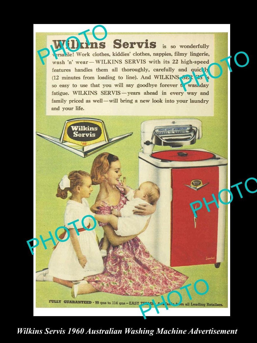 OLD LARGE HISTORIC AUST WILKINS SERVIS WASHING MACHINE ADVERTISEMENT ...