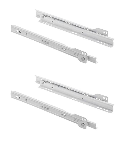 Metal Drawer Runners Roller Bottom Mount Fix White 450mm with Screws ...