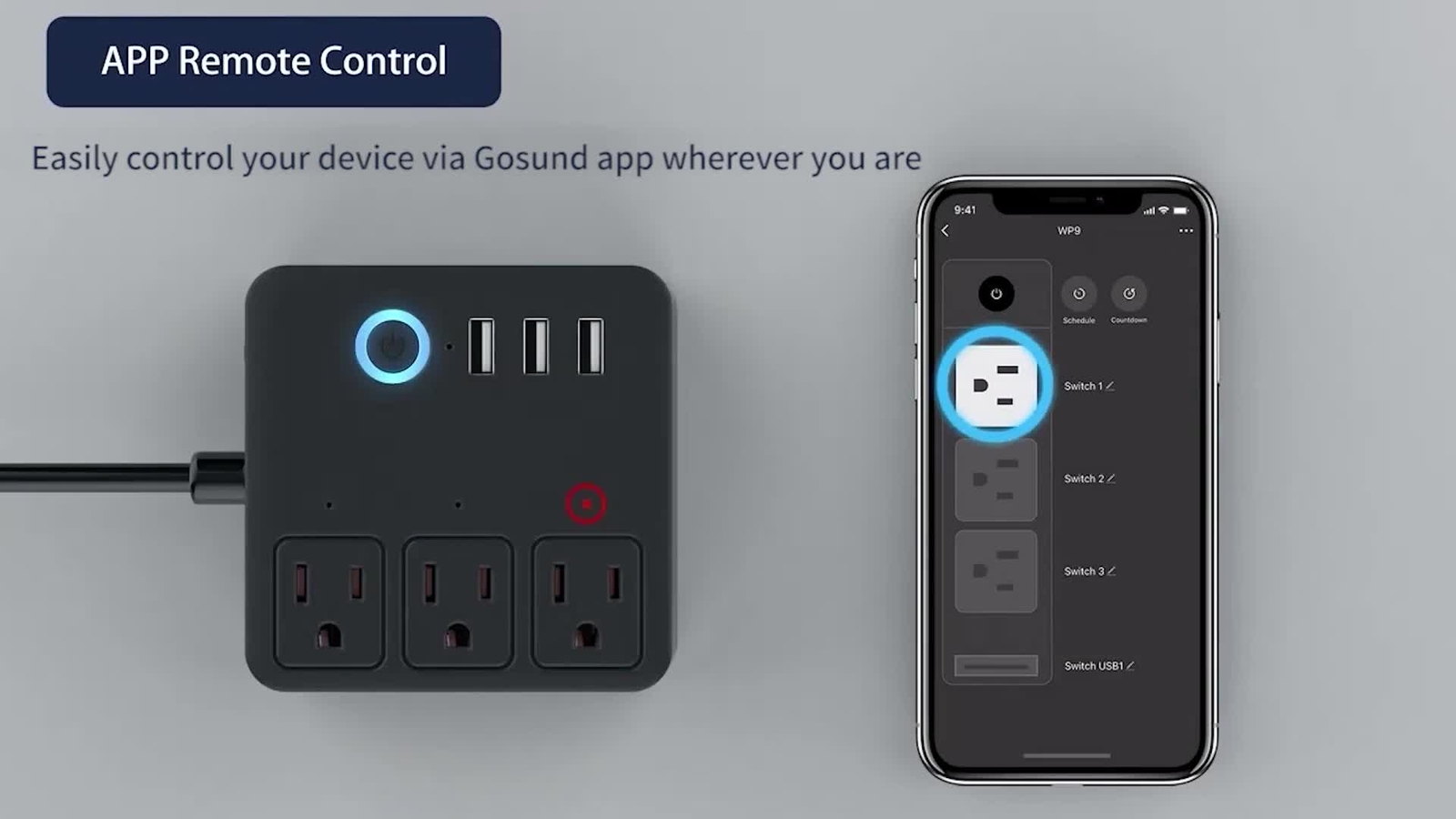 Gosund Smart Power Strip Plug 3 USB WiFi APP Control Work With Alexa ...