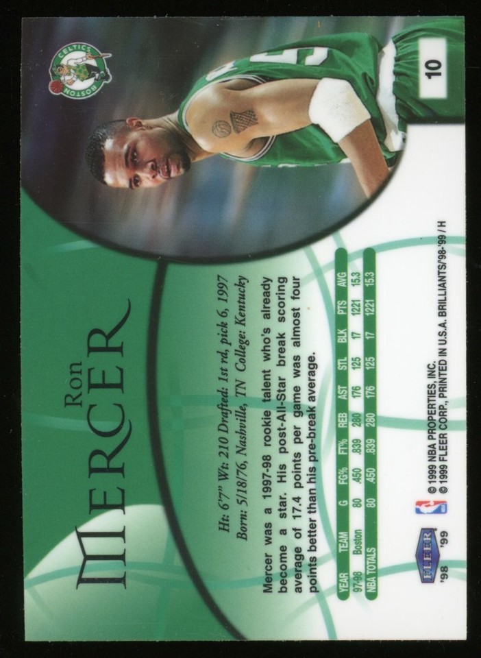 1998-99 Fleer Brilliants Ron Mercer Card #10 basketball | eBay