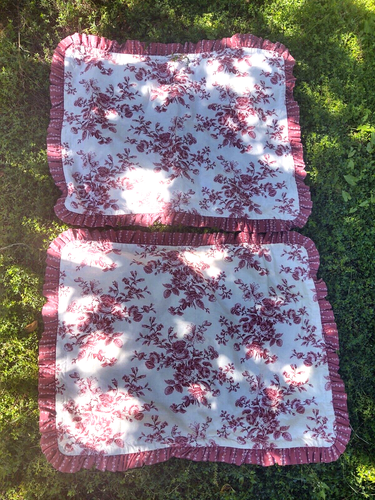 2 Vintage LAURA ASHLEY RUFFLED PILLOW SHAMS Rose Cottage Shabby Chic ...