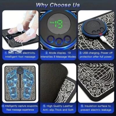 EMS Foot Massager Plate Foot Relaxation Mat Vibration Massage Pads ...
