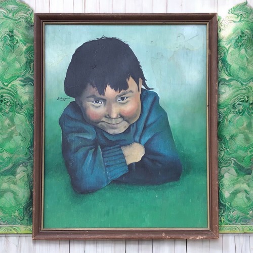 Vintage 1970s Asian Chinese Boy Child Portrait Painting | eBay