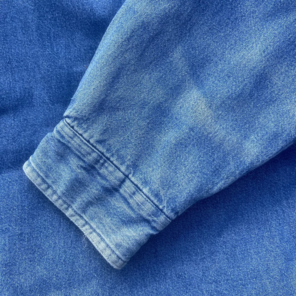 Vintage Stanley Denim Shirt Jacket Men's XL Plaid Fleece Lined Work ...