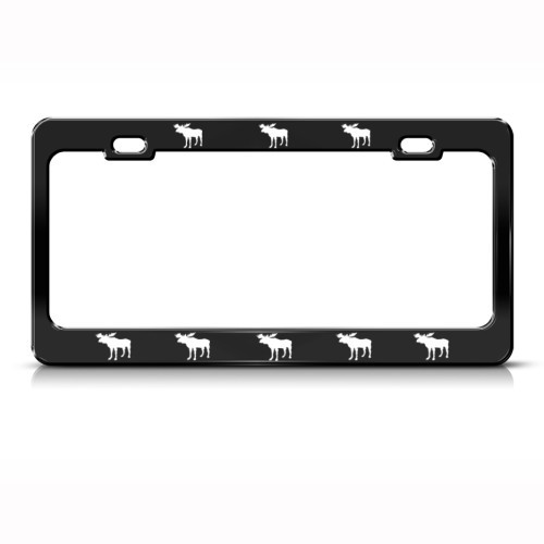 MOOSE ANIMAL Metal License Plate Frame Tag Holder Two Holes Tag Holder ...