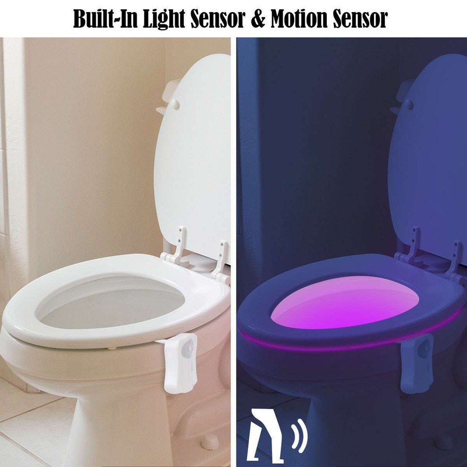 4Pcs Motion Activated LED Bathroom Toilet bowl Night Light 16 Colors ...