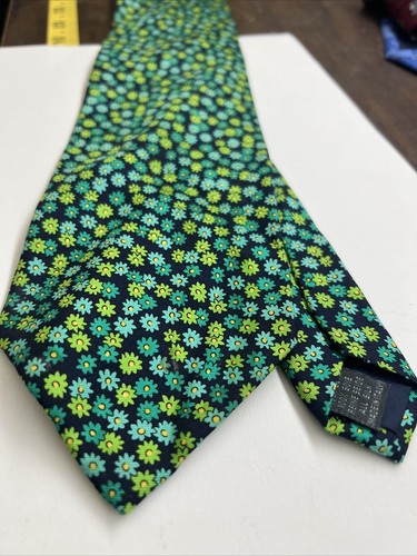 Giorgio Mandelli Tie Made In Italy Green Floral Design 58”x4” Necktie ...