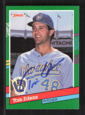 Tom Edens RC 1991 Donruss Auto Milwaukee Brewers #590c | eBay