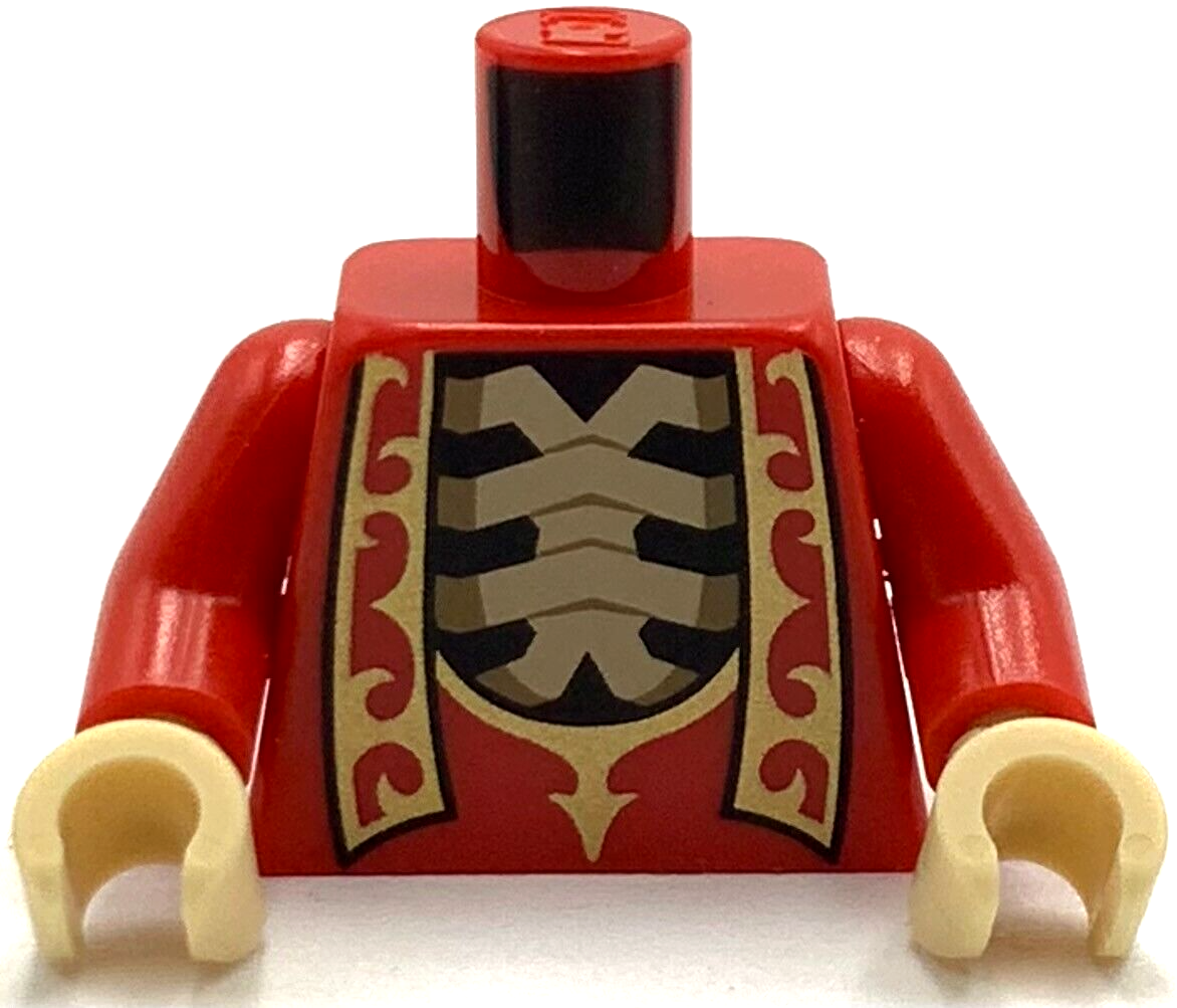 Lego New Red Minifigure Torso Robe Gold Stole and Trim Open Chest Tan ...