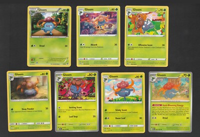 Gloom Pokemon Card Collection Set of 7 English Cards Grass Type Stage 1 ...
