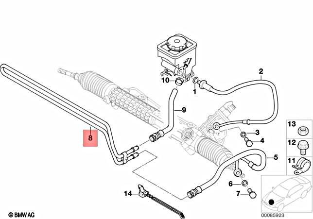Genuine BMW E46 Cabrio Coupe Power Steering Cooling Coil Hose OEM ...