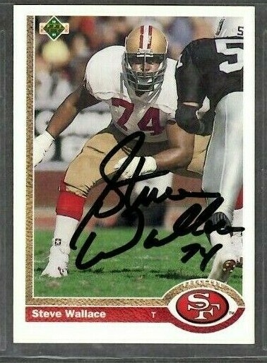 1991 Upper Deck Football Card #677 Steve Wallace 49ers Signed Autograph ...