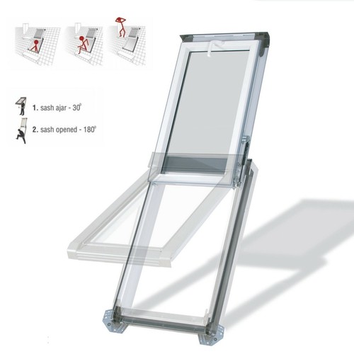 PVC White Top Hung Escape Access Roof Windows 55cm x 78cm Flashing ...