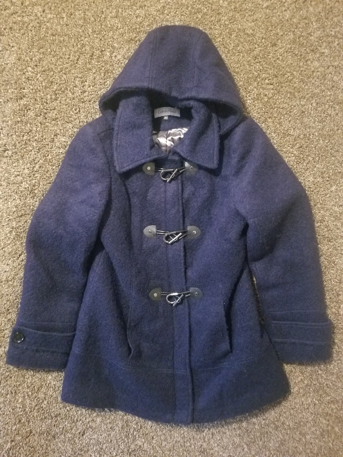 Calvin Klein Blue Wool Duffle Coat Toggle Closure Rem… - Gem