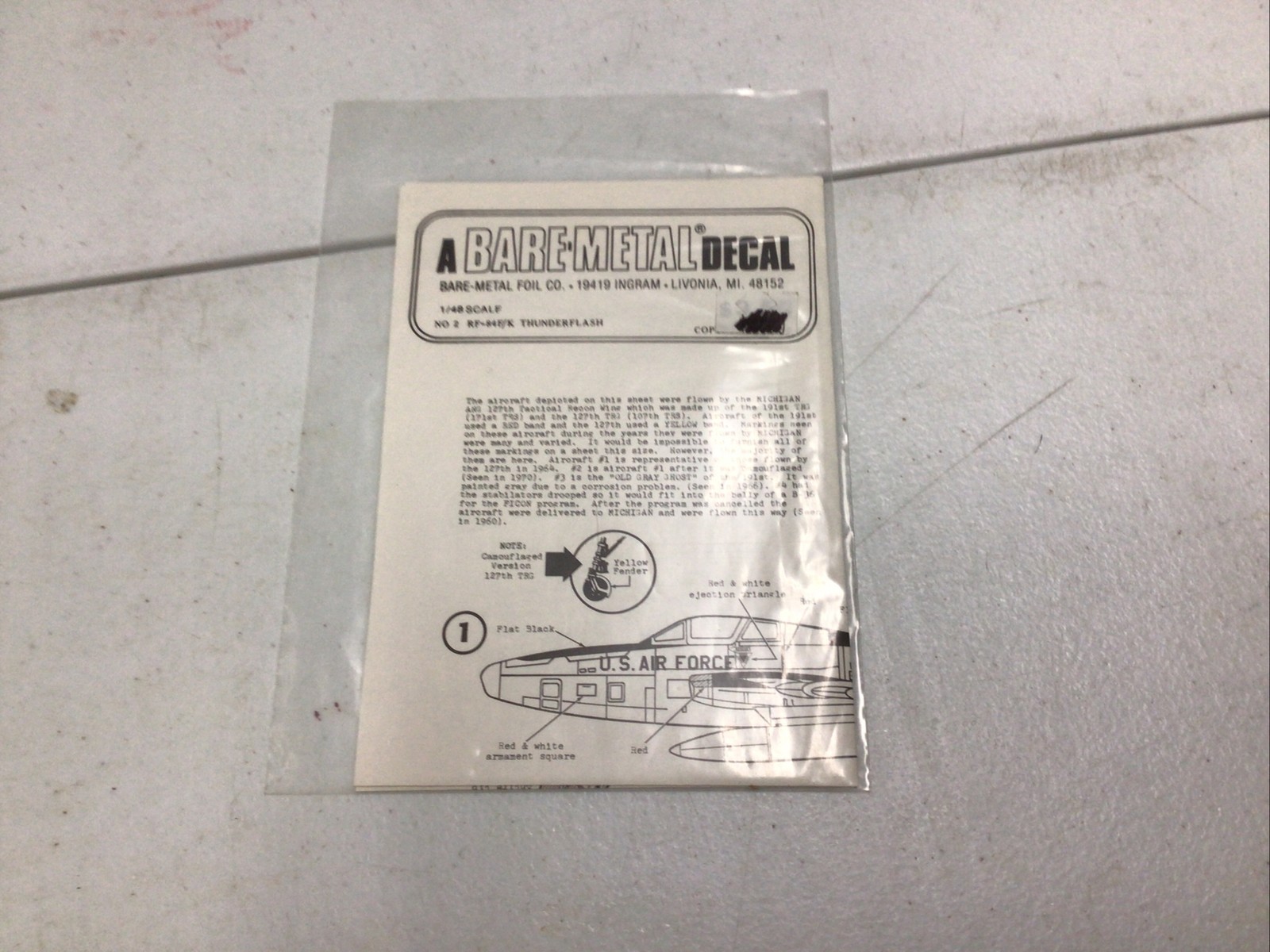 1/48 Bare Metal Decal #2 RF-84F/K Thunderflash LHH | eBay