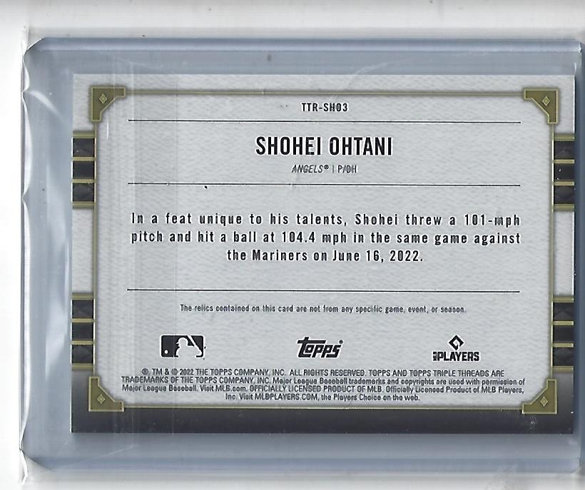 Shohei Ohtani 2022 ToppsTriple Treads Relic #TTR-SHO3 SP 17/36 Jersey ...