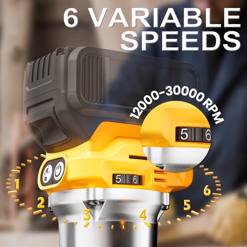 Cordless Compact Router for DeWalt 20V Battery (Bare Tool), 6 Variable ...