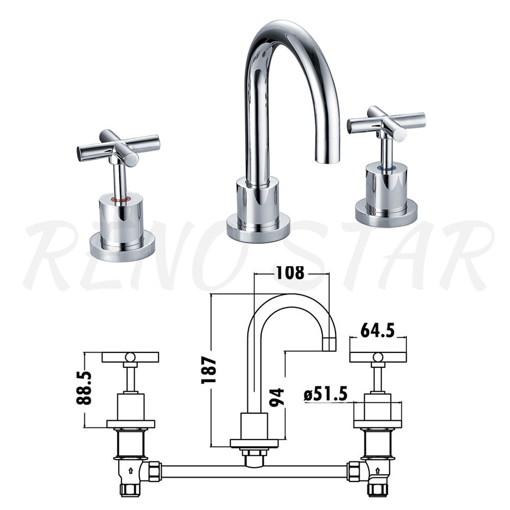 Basin Tap Set Assemblies Spout Outlet Chrome for Bathroom Kitchen ...