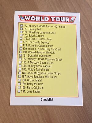 1991 Impel Disney Collector Cards World Tour #210 Checklist | eBay