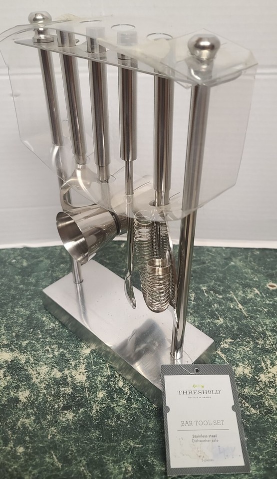 Threshold 5 Piece Bar Tool Set With Stand Stainless Steel New | eBay
