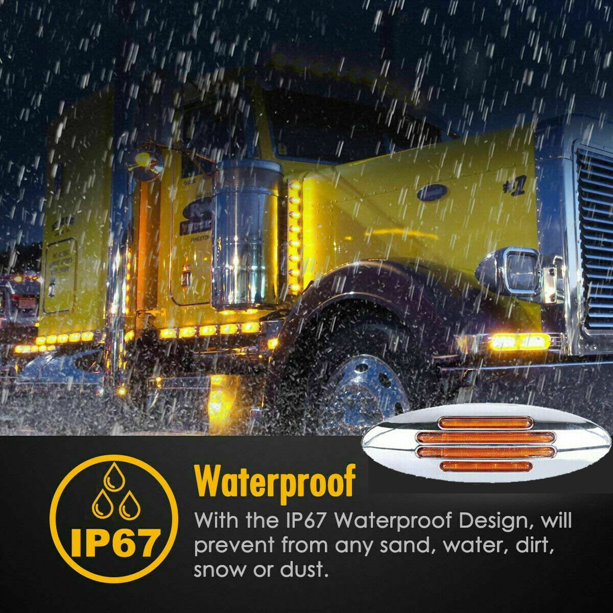 10x 6.7" 24-LED Side Marker Amber Lights for Freightliner Peterbilt Truck RV 12V | eBay