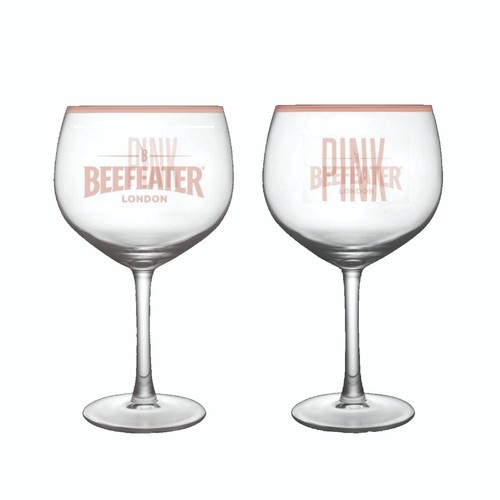 BEEFEATER PINK DRY LONDON GIN 2 x GIN & TONIC COCKTAIL GLASS 650ml ...