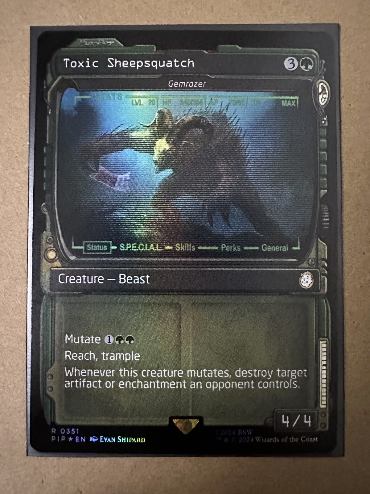Toxic Sheepsquatch - Gemrazer FOIL SHOWCASE PIP-BOY RARE Fallout PIP ...