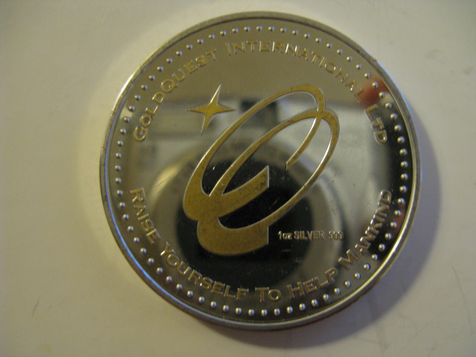 Rare Gold Quest International LTD 1 oz 999 Silver Round B. H Mayers ...