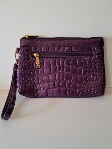 Dasein Purse Wristlet Prrple Shiny Zippers Nice Clean | eBay