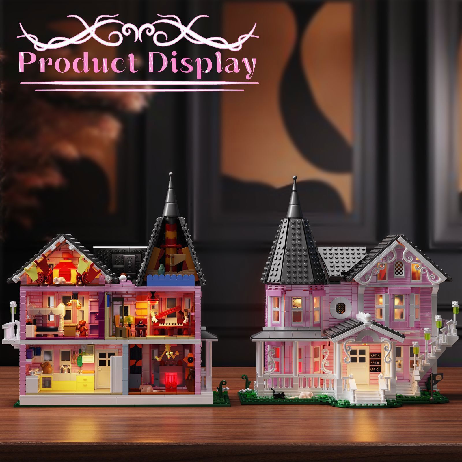 DIY Pink Palace Apartments Building Set with Lighting Kit Victorian ...