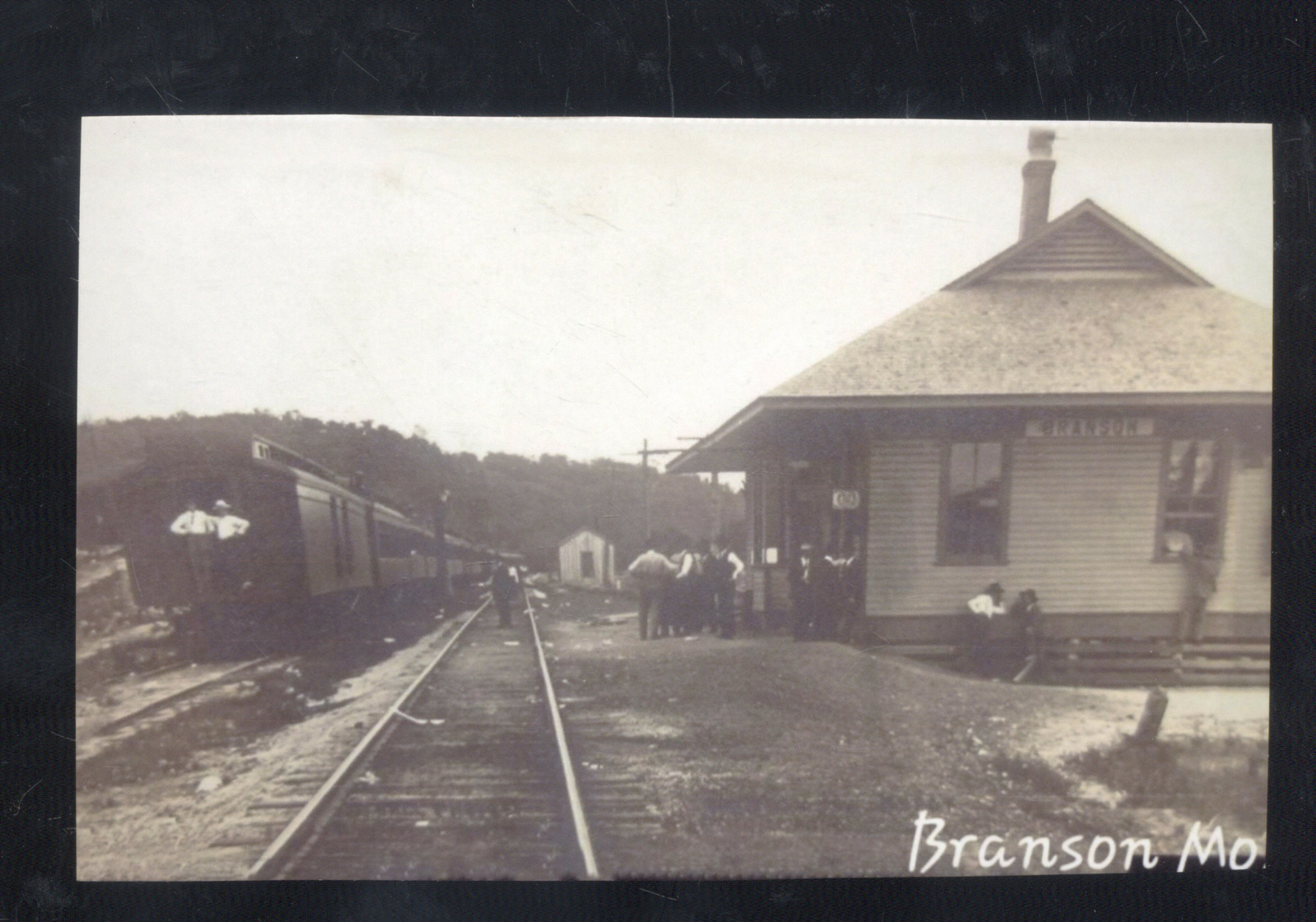 REAL PHOTO BRANSON MISSOURI RAILROAD DEPOT TRAIN STATION MO POSTCARD ...