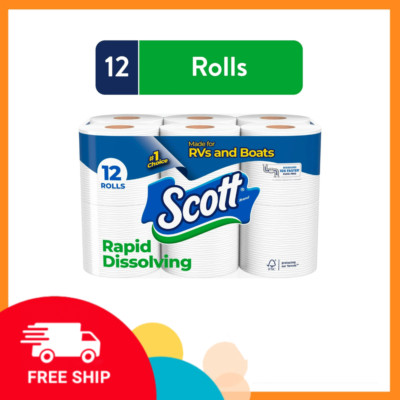 Scott Rapid-Dissolving Toilet Paper, 24 Toilet Paper Rolls, Bath Tissue ...
