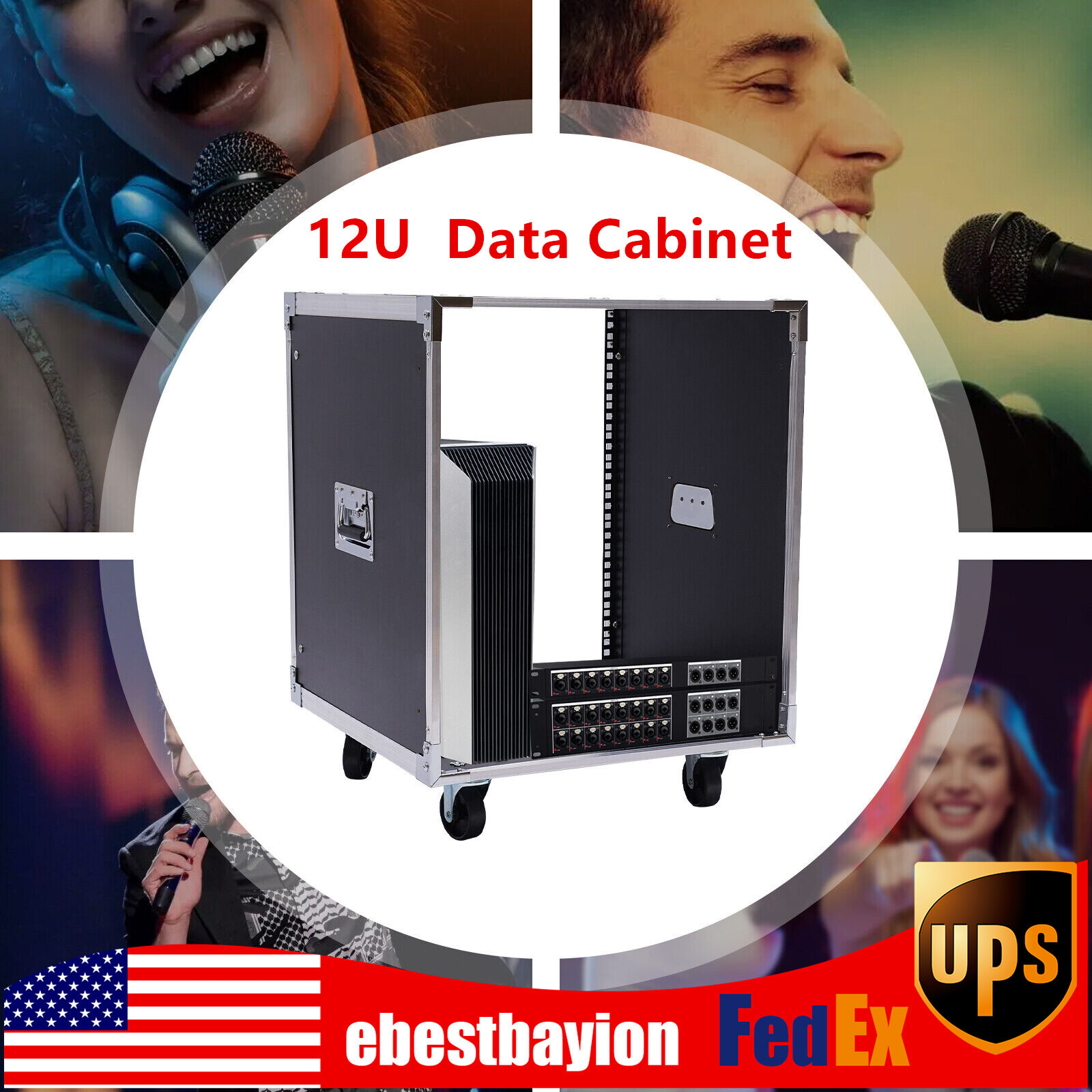 12U Rolling Network Server Data Cabinet Enclosure Rack Built-in Handles ...