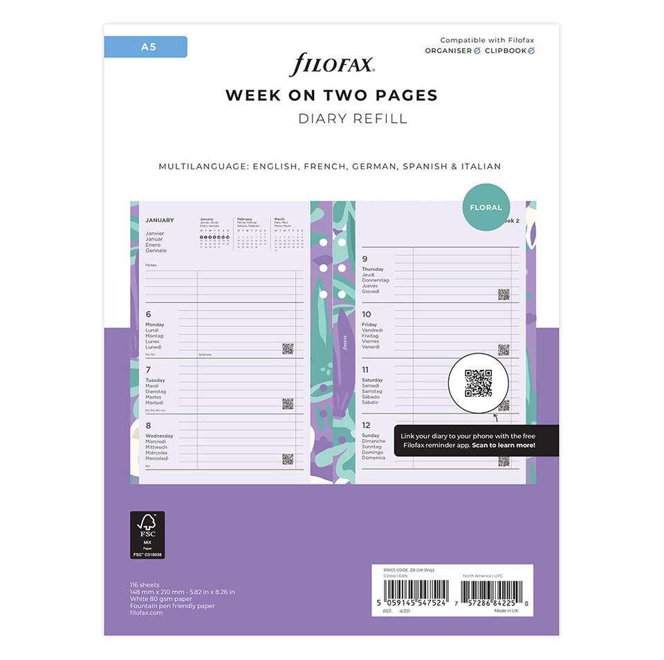 Filofax Diary Refills A5 2025, 2026 Organisers / Planners - Full Range ...
