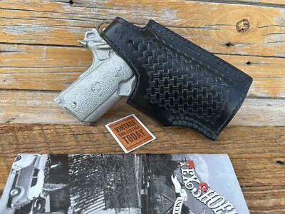 Tex Shoemaker Black Suede Lined Basket Leather Officers Model Holster ...