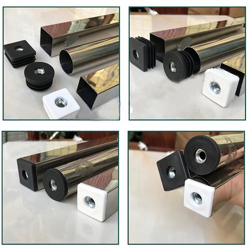 Square/Round M6/8/10 Threaded Blanking End Cap Tube Inserts Table Dust ...