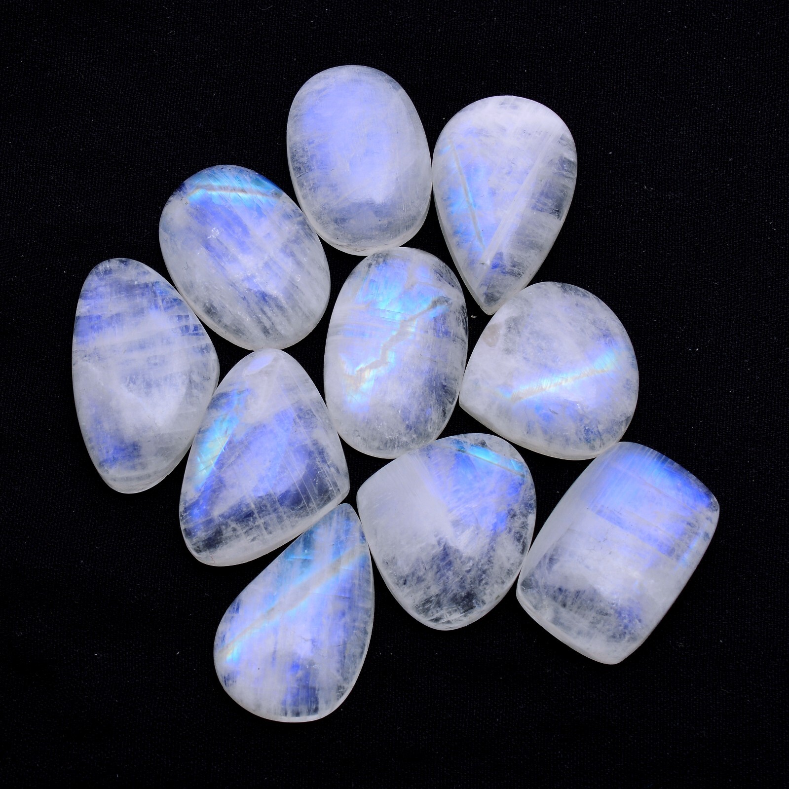 10 Pcs Natural Rainbow Moonstone Finest Quality 22mm-28mm Cabochon ...
