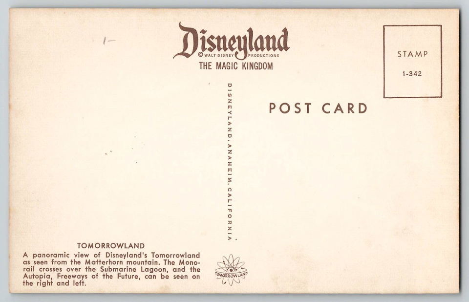 Disneyland Anaheim CA Tomorrowland Aerial View Submarines Postcard ...