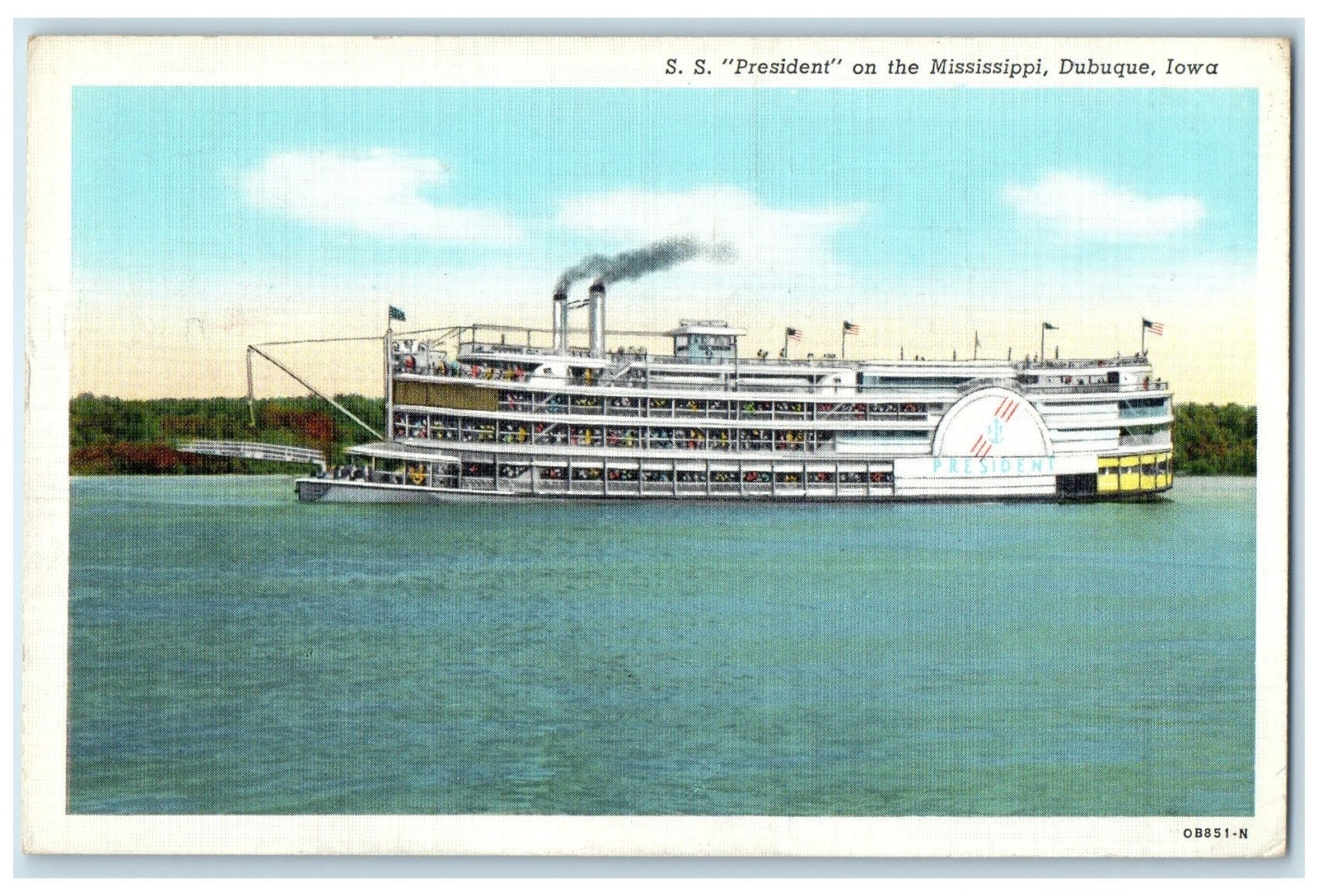 1941 Steamship President On The Mississippi Dubuque Iowa IA Posted Sea ...